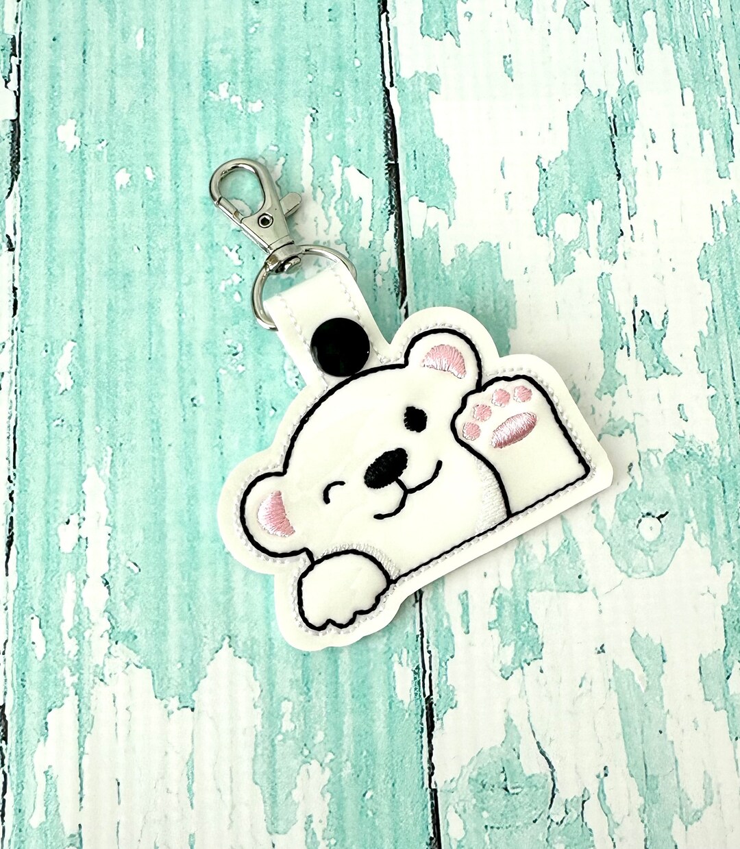 Polar Bear Keychain, Polar Bear Key Chain, Polar Bear Zipper Pull, Bear ...