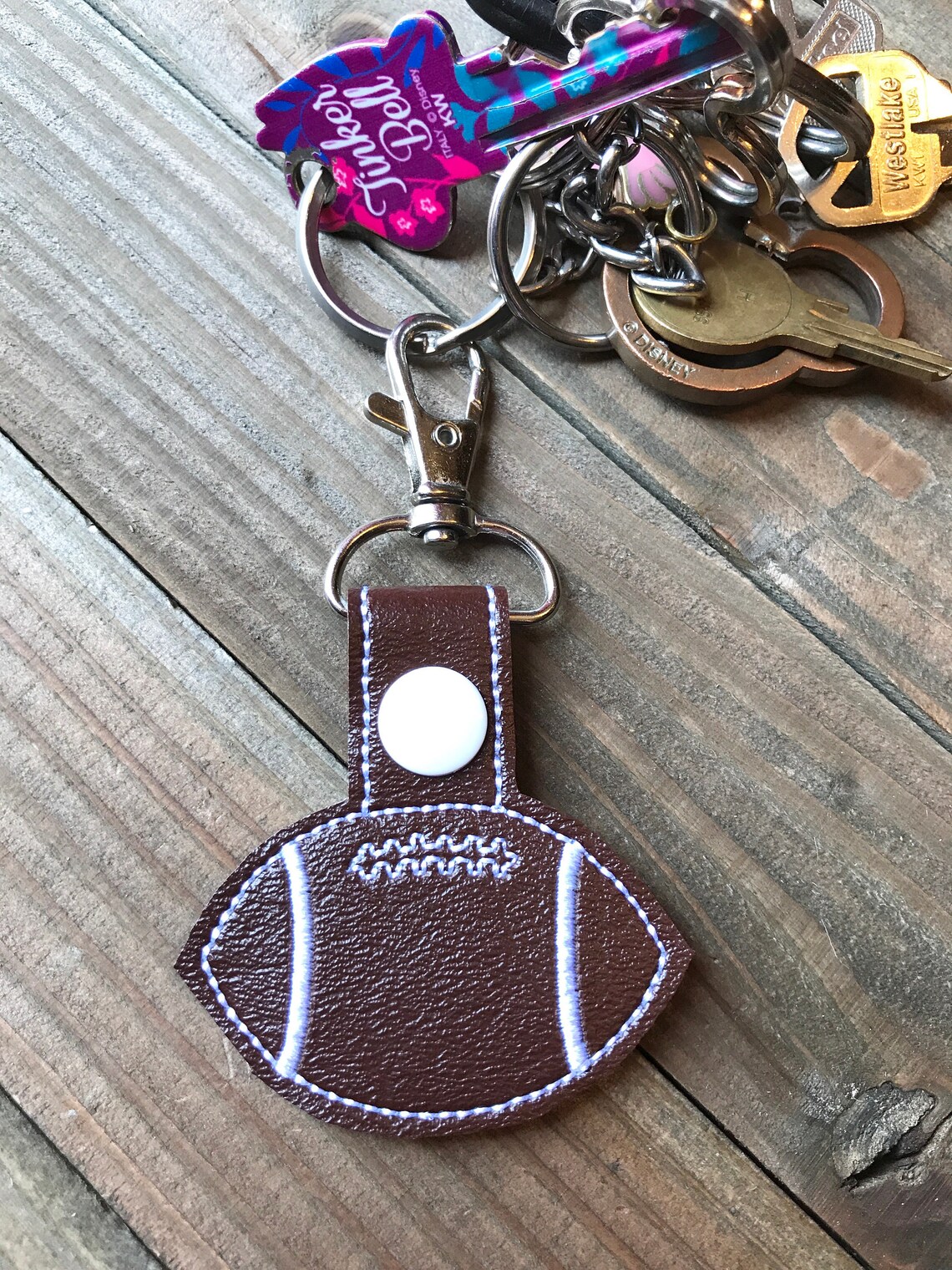 Football Keychain Football Key Fob Football Bag Tag - Etsy
