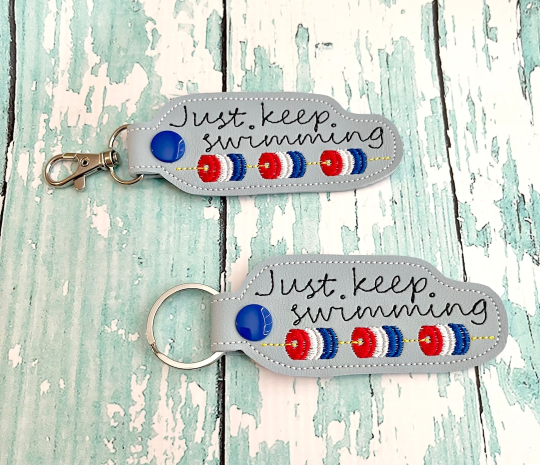 Swimming Keychain, Swimming Key Chain, Just Keep Swimming Zipper Pull ...