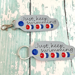 Swimming Keychain, Swimming Key Chain, Just Keep Swimming Zipper Pull ...