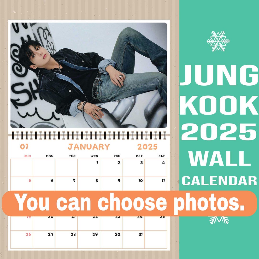 JUNGKOOK BTS Wall Calendar 2025 A3 Size, Kpop Calendar 2025, Christmas ...