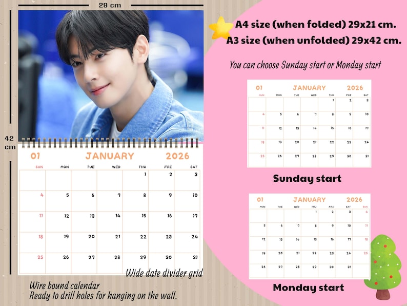 Cha Eun Woo Calendar 2026 / Cha Eun Woo Wall Calendar 2026 K Drama ...