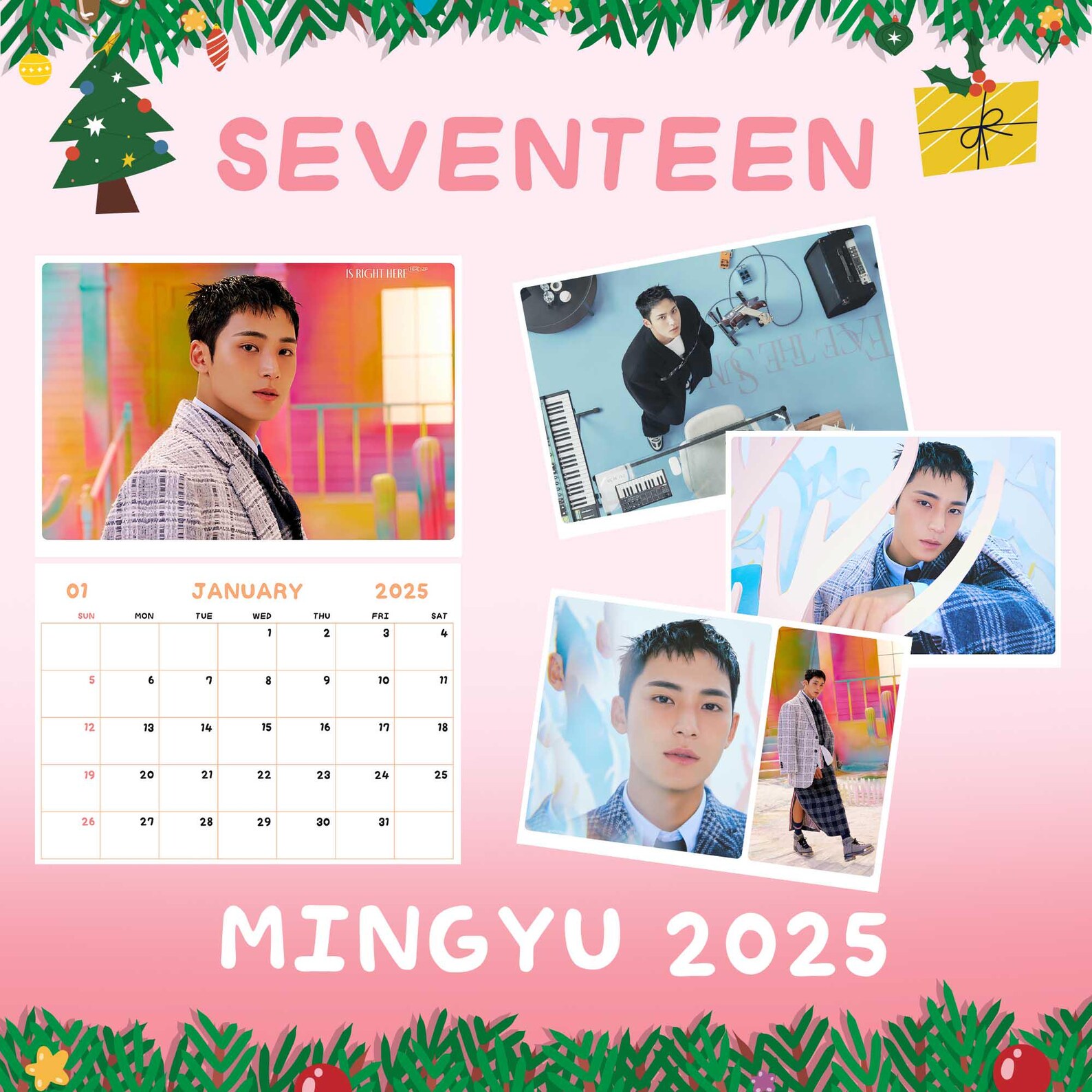Mingyu Calendar 2025 / Seventeen Calendar 2025 / Mingyu Seventeen Wall Calendar 2025 Sunday ...