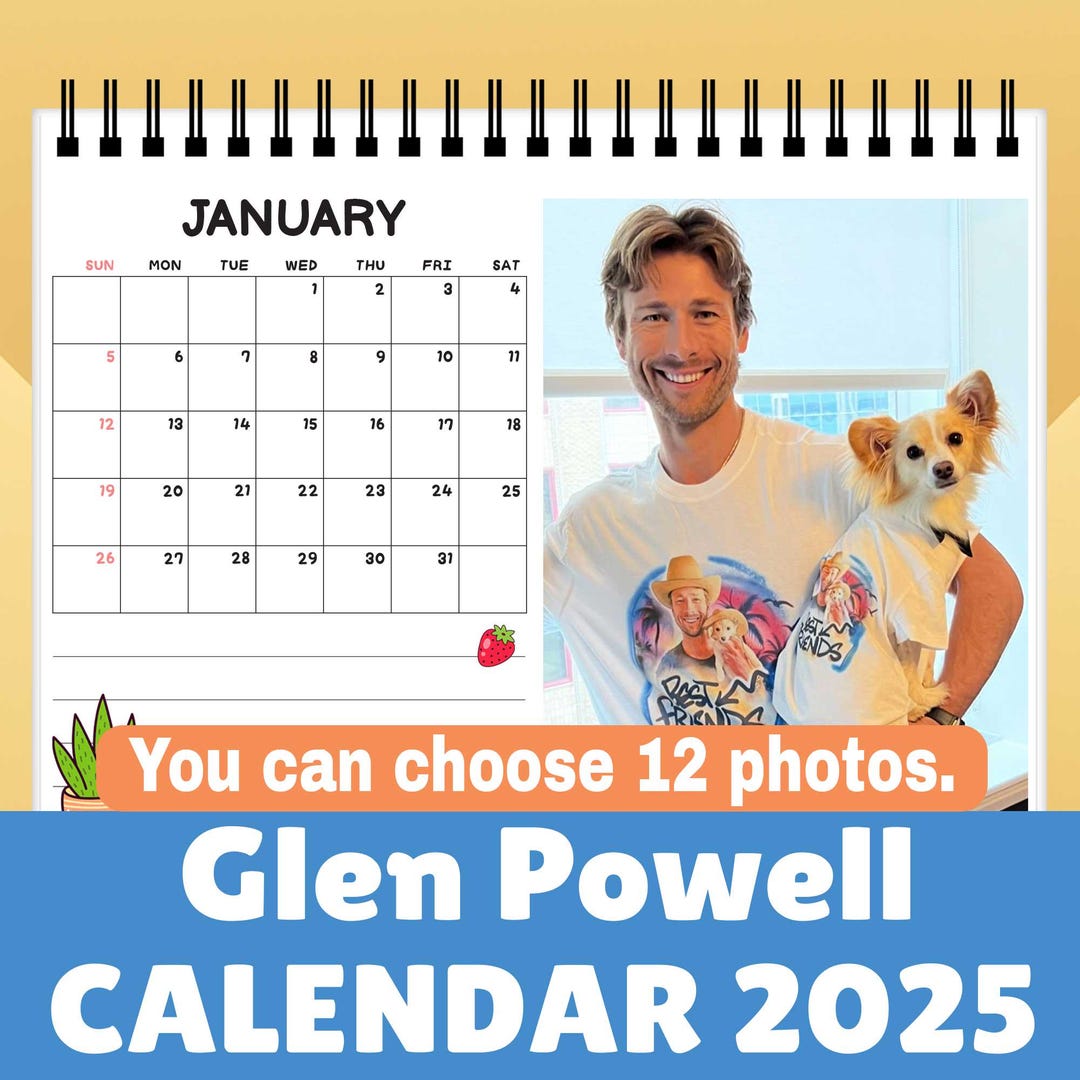 Glen Powell Desk Calendar 2025 Size 6*8 Inches Glen Powell Christmas ...