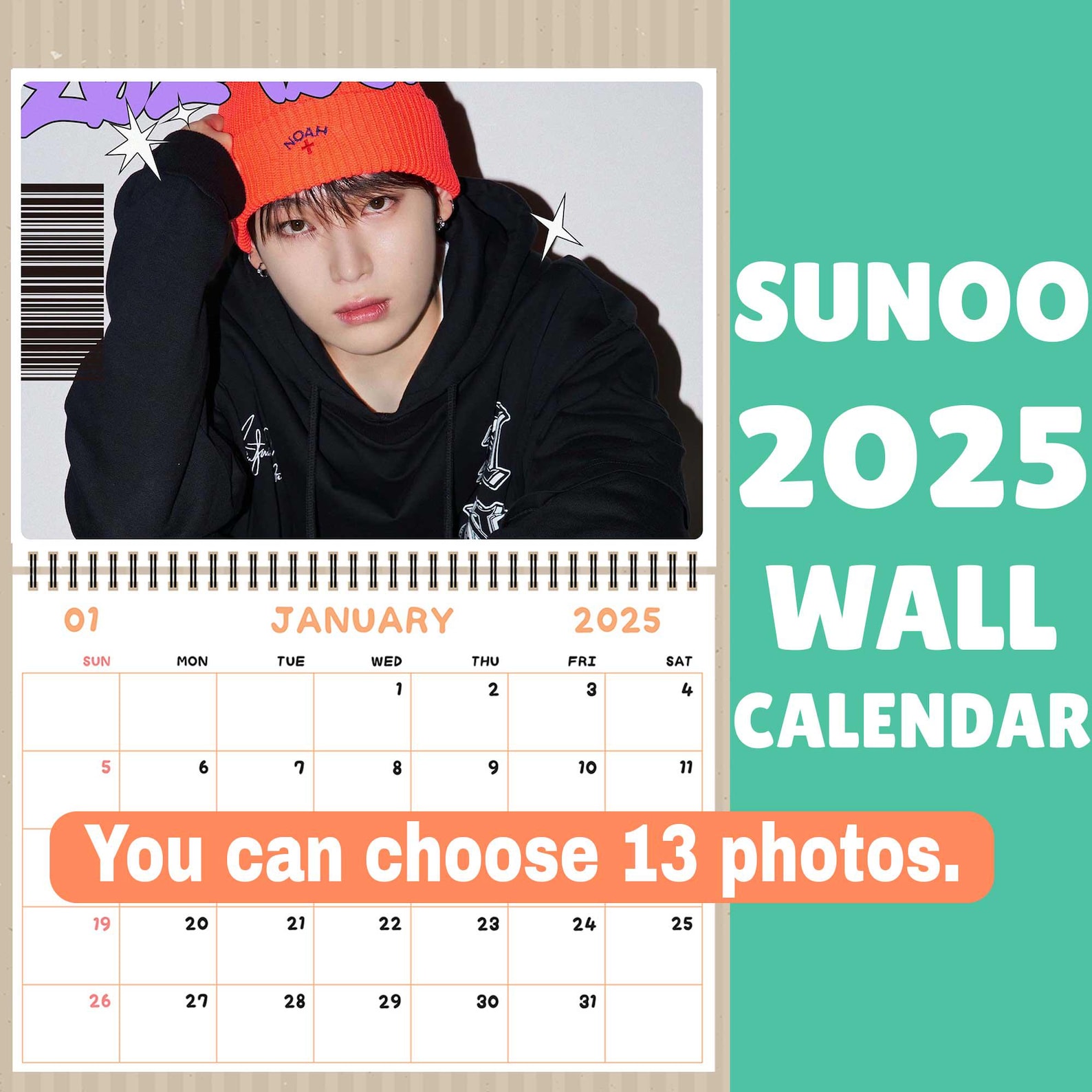 Sunoo Enhypen Wall Calendar 2025, Sunoo Calendar 2025 Sunoo Christmas ...