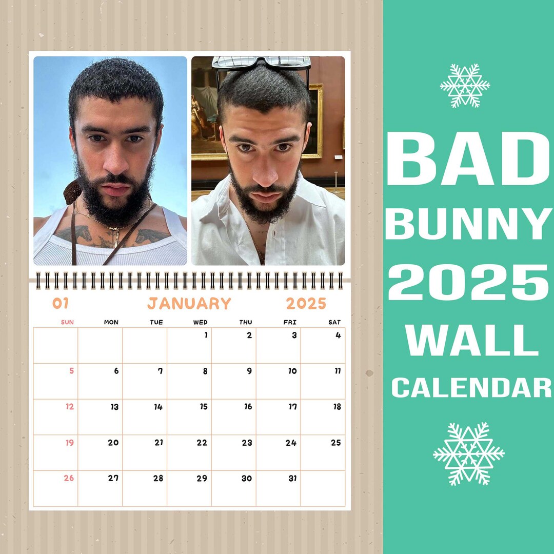 Bad Bunny Benito Wall Calendar 2025 / Bad Bunny Gift, Friend Gift ...