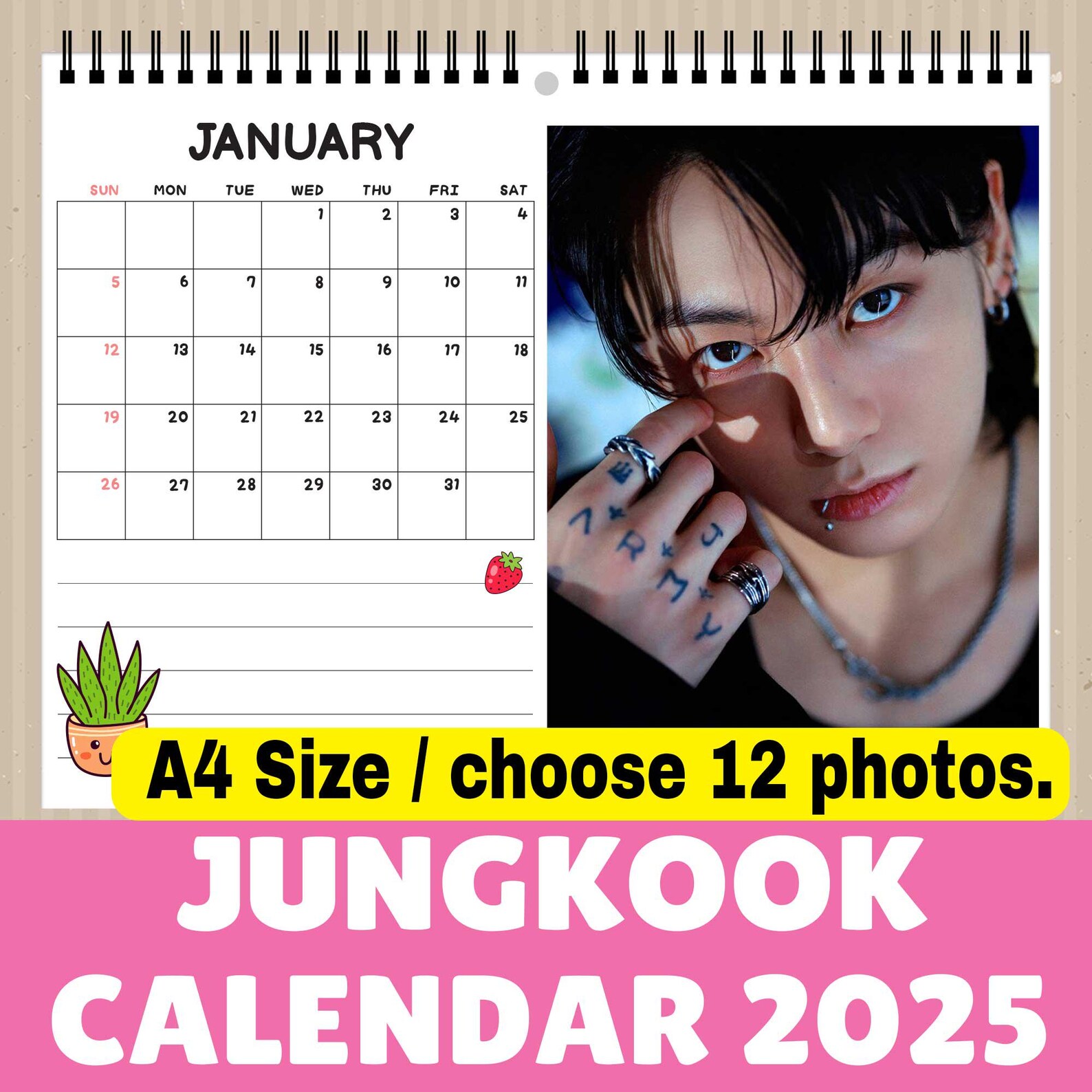 JUNGKOOK BTS Calendar 2025 Wall Calendar 2025 Size A4 Gift/christmas ...