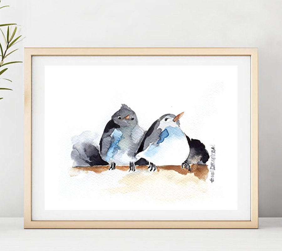 Birds Art Print, Digital Poster, Bird Watercolor Instant Download, Room ...