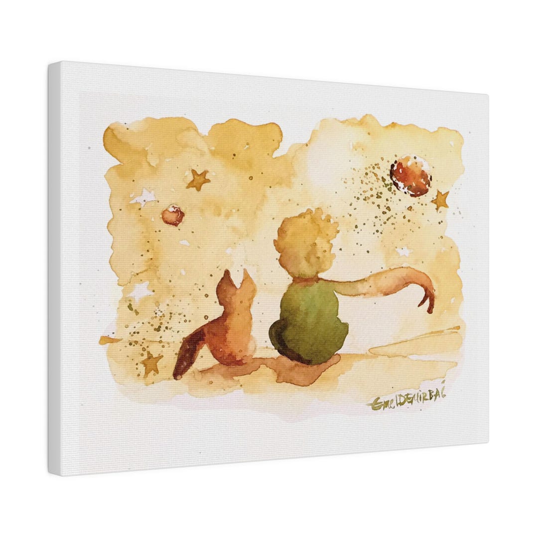 The Little Prince and Fox Illustrasyon, Matte Canvas, Stretched, 0.75 ...