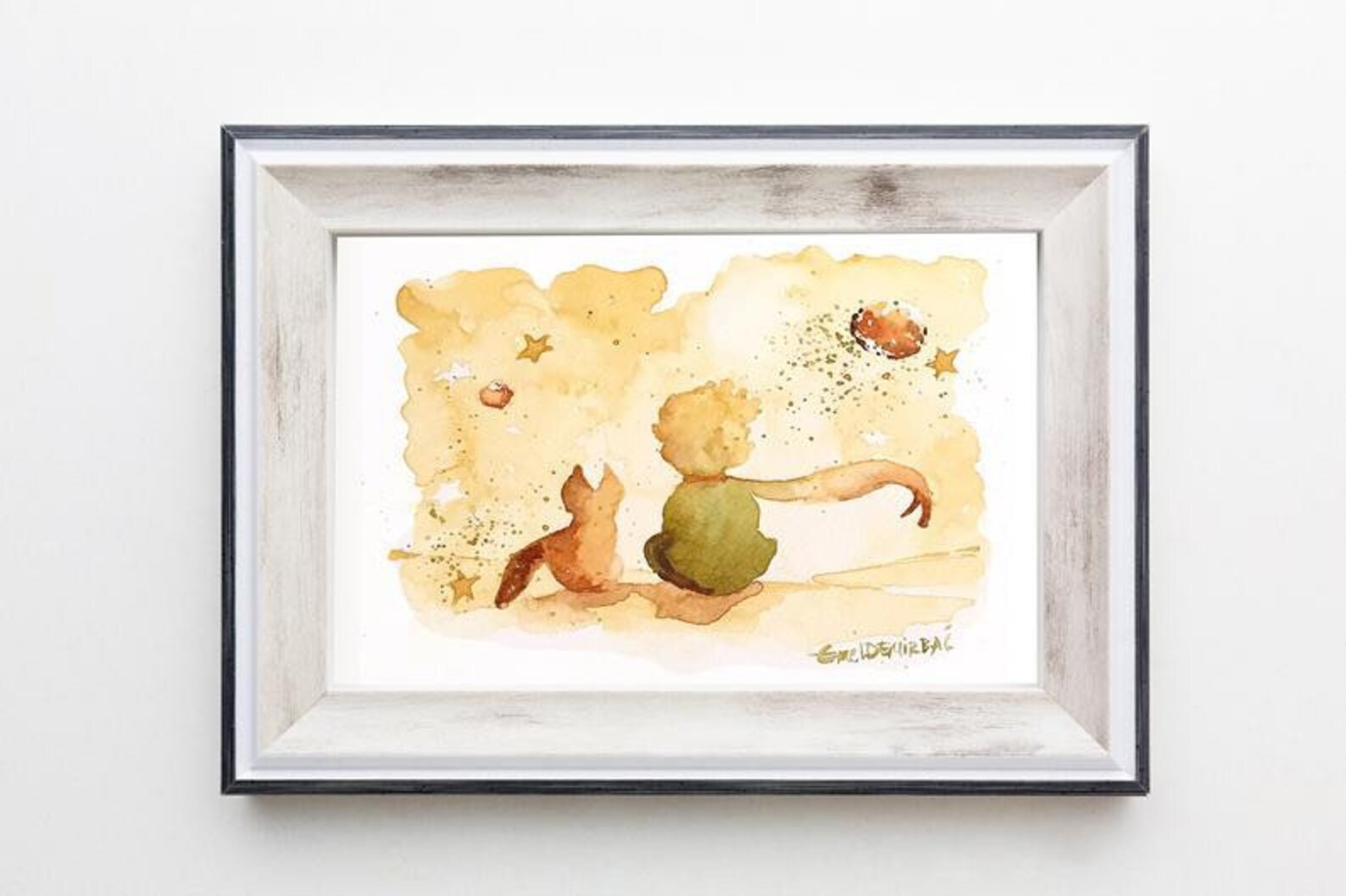 Little Prince Fox Download, Instant Download Art, Watercolor Art, Back ...