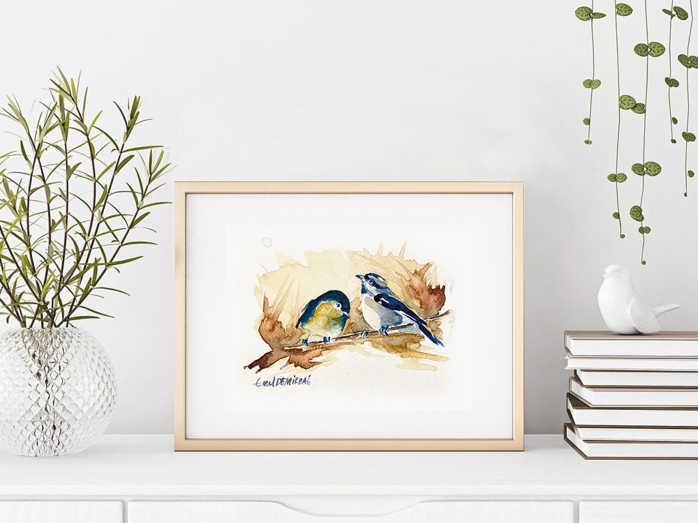 Home Decor Wall Art, Birds Watercolor Instant Download, Gift for Her ...