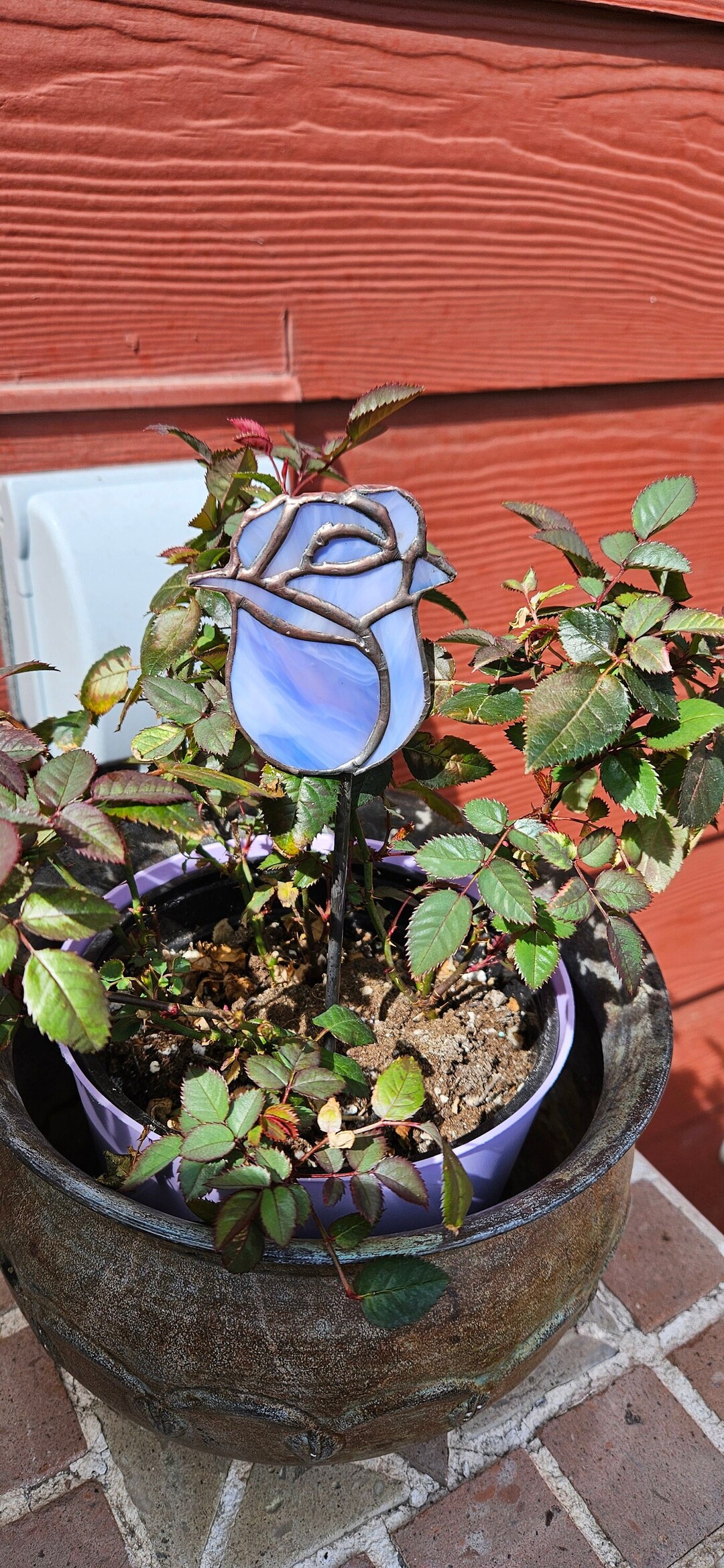 Colorful Rose Plant Stake -stained Glass -- READY TO SHIP! - Etsy
