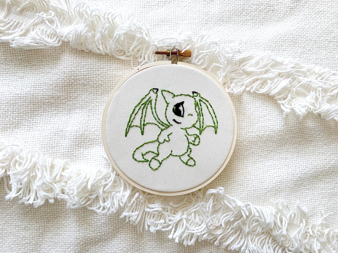 Green Shoyru Neopet Dragon Wall Hanging Embroidery Hoop Art | Nostalgic ...