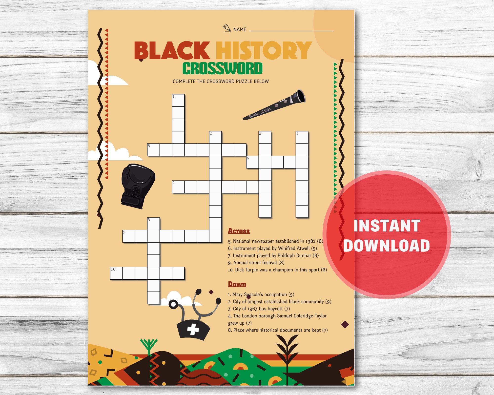 Black History Month Crossword Puzzle