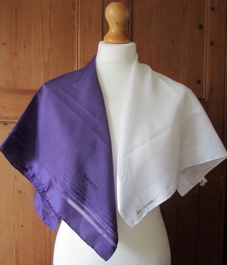 Two Beautiful Plain Colour Jacqmar Scarves – White and Purple - Etsy