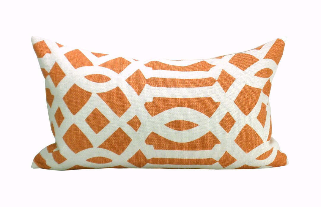 Pillow Cover, Imperial Trellis Mandarin, Lumbar, Geometric, Orange ...