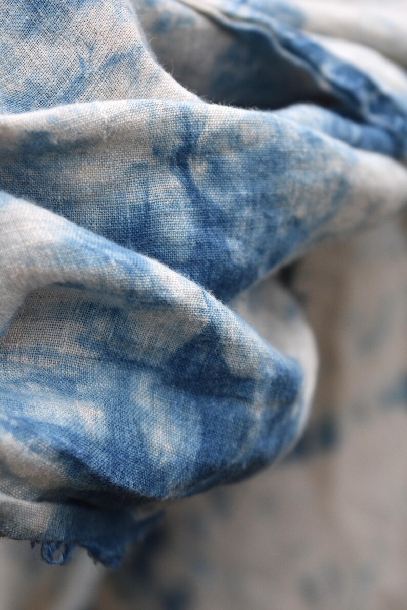 Indigo Hand Dyed Linen Fabric Sample / Tie Dye Linen Swatch - Etsy