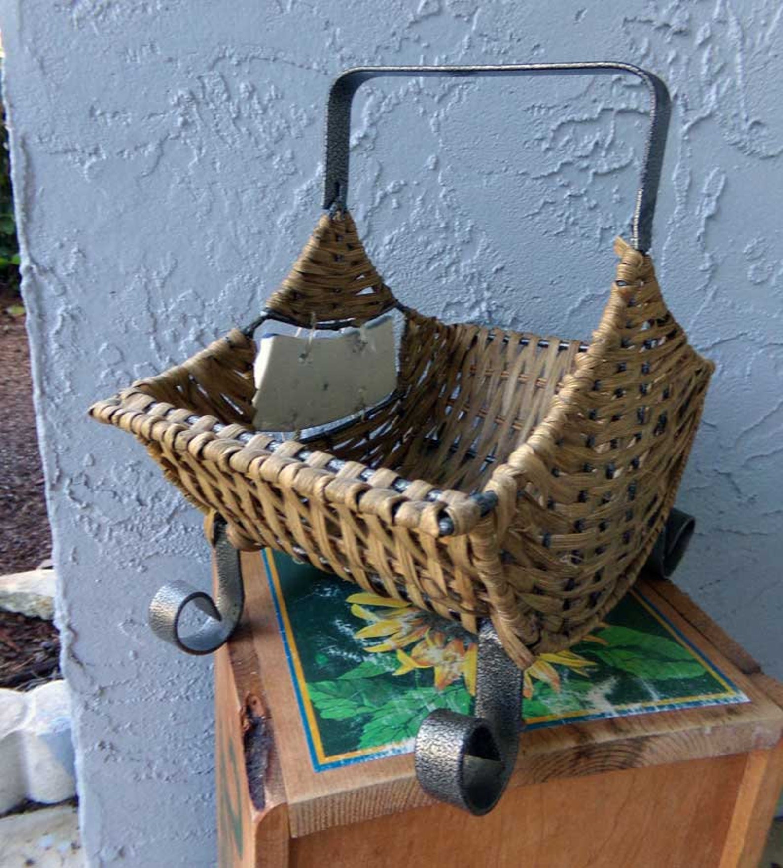Blue Ceramic Wicker Basket Wicker Basket Wicker Metal - Etsy