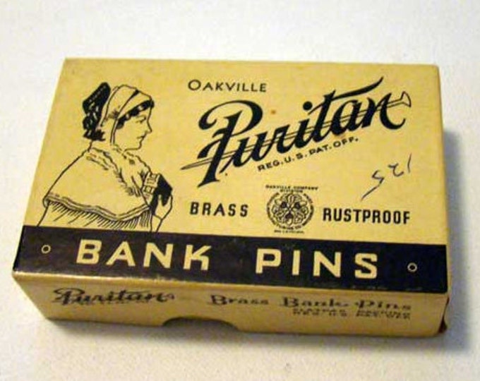 Puritan Bank Pins, Dressmaker Pins, Antique Sewing Box of Brass ...