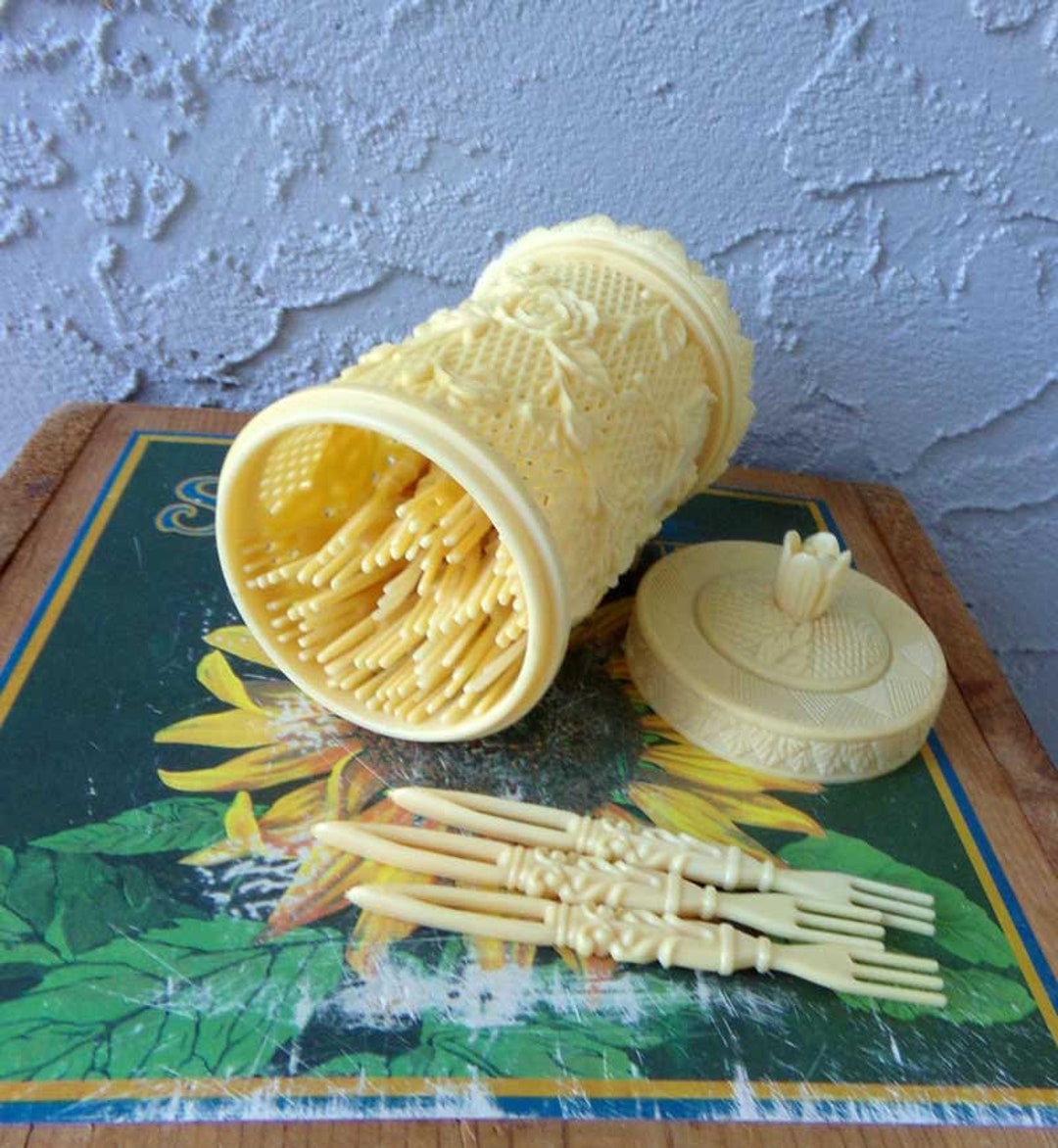 Cocktail Forks, Plastic Cocktail Forks With Holder, Vintage Cocktail ...