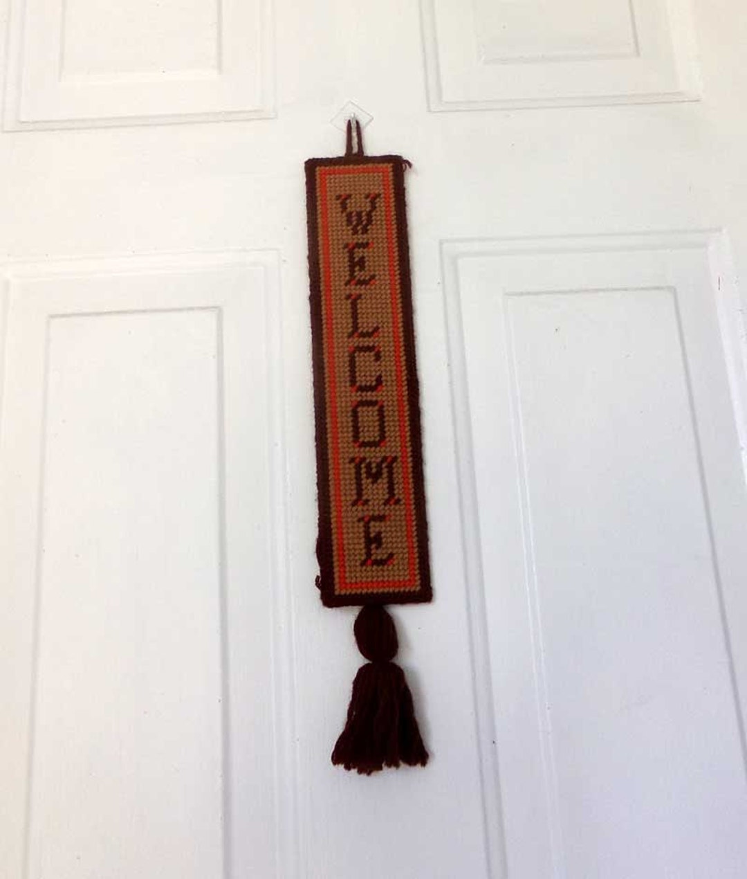 Welcome Sign, Plastic Canvas Craft Welcome Sign, Vintage Welcome Sign ...