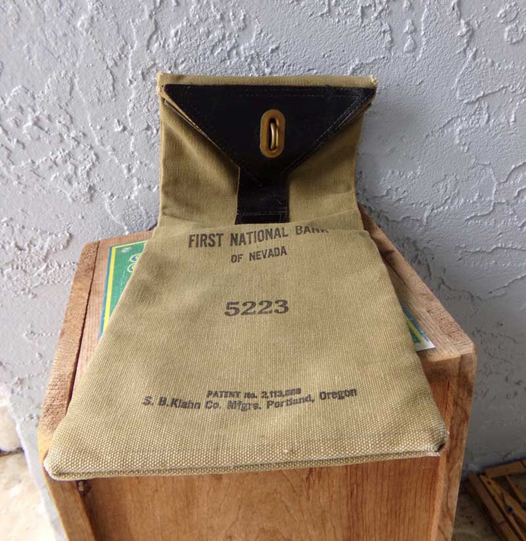 Vintage Bank Security Money Bag, Canvas Bank Bag, Canvas Lock Money Bag ...