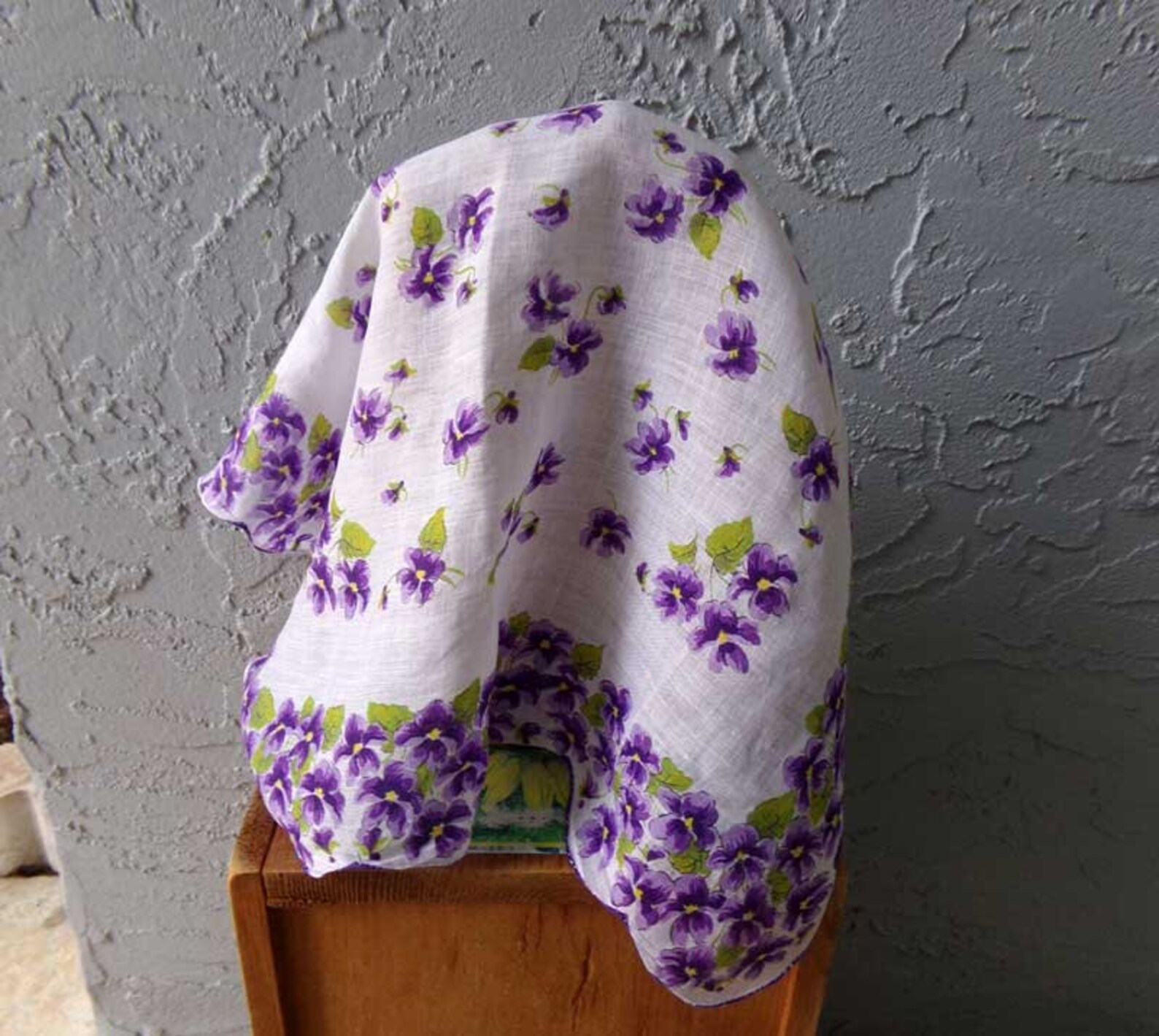 Purple floral handkerchief ladies purple flower handkerchief | Etsy