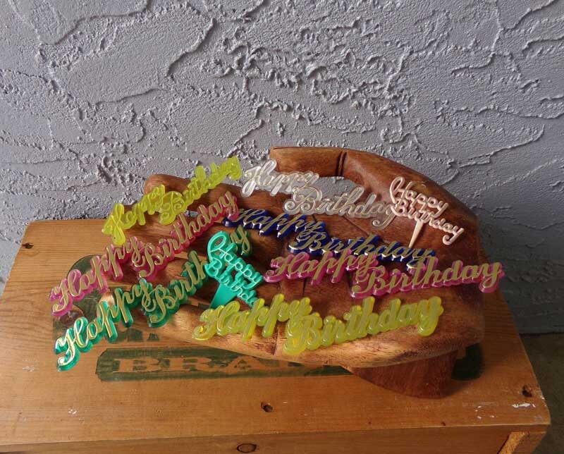 Happybirthday Cake Decorations Happy Birthday Script Cake | Etsy