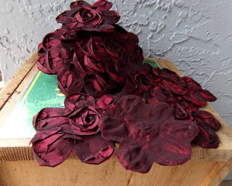 Flower Appliques, Wine Color Flowers, Wine Color Flower Appliques ...