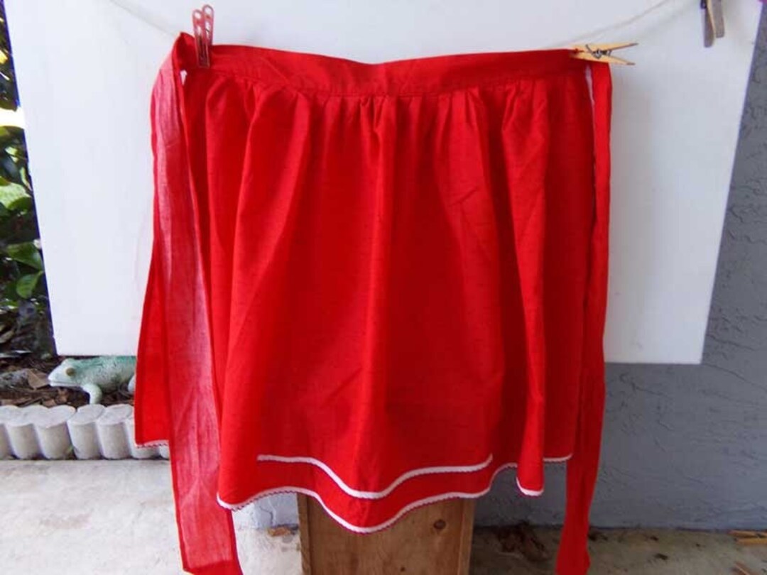 Vintage Red Half Apron Red Apron Red Talk Kitchen Apron - Etsy