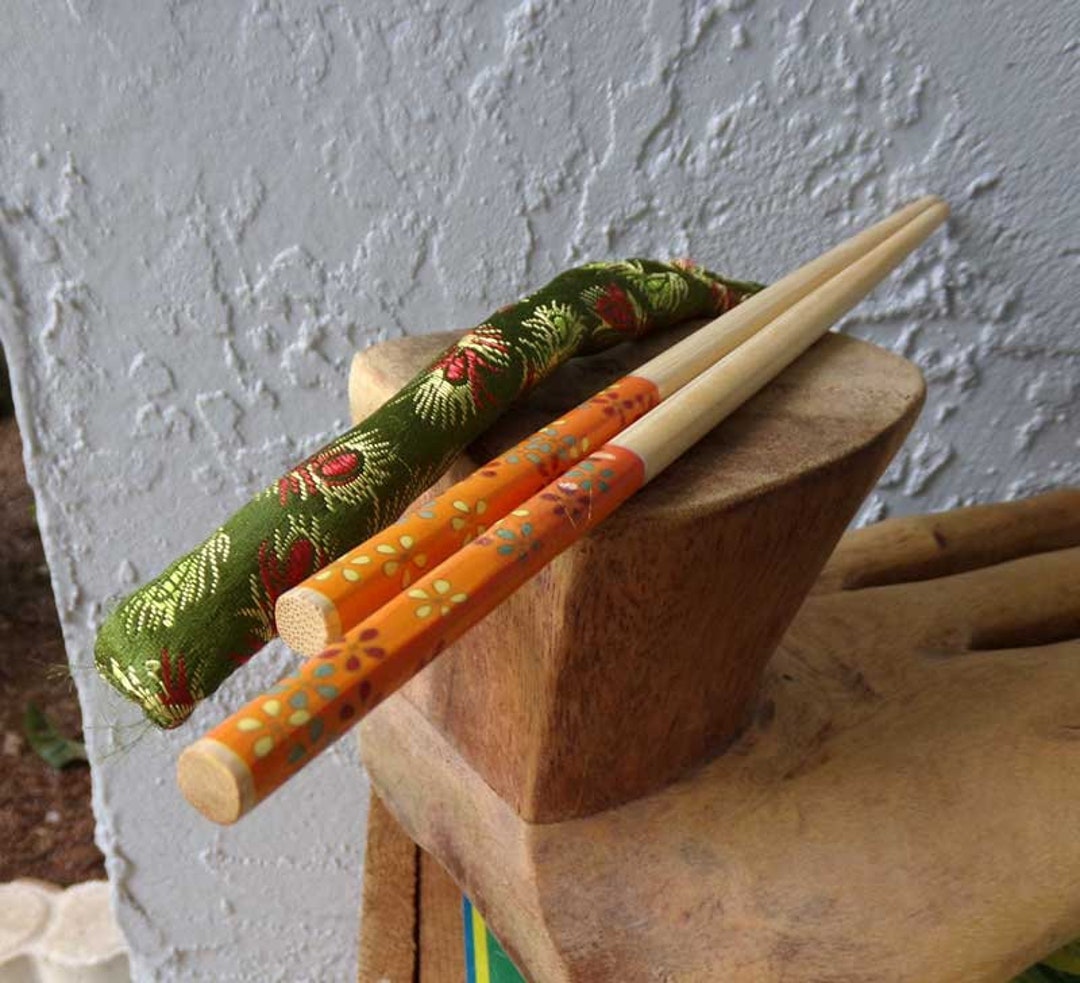 Chopsticks With Cloth Case, Wooden Chopsticks, Orange Chopsticks ...