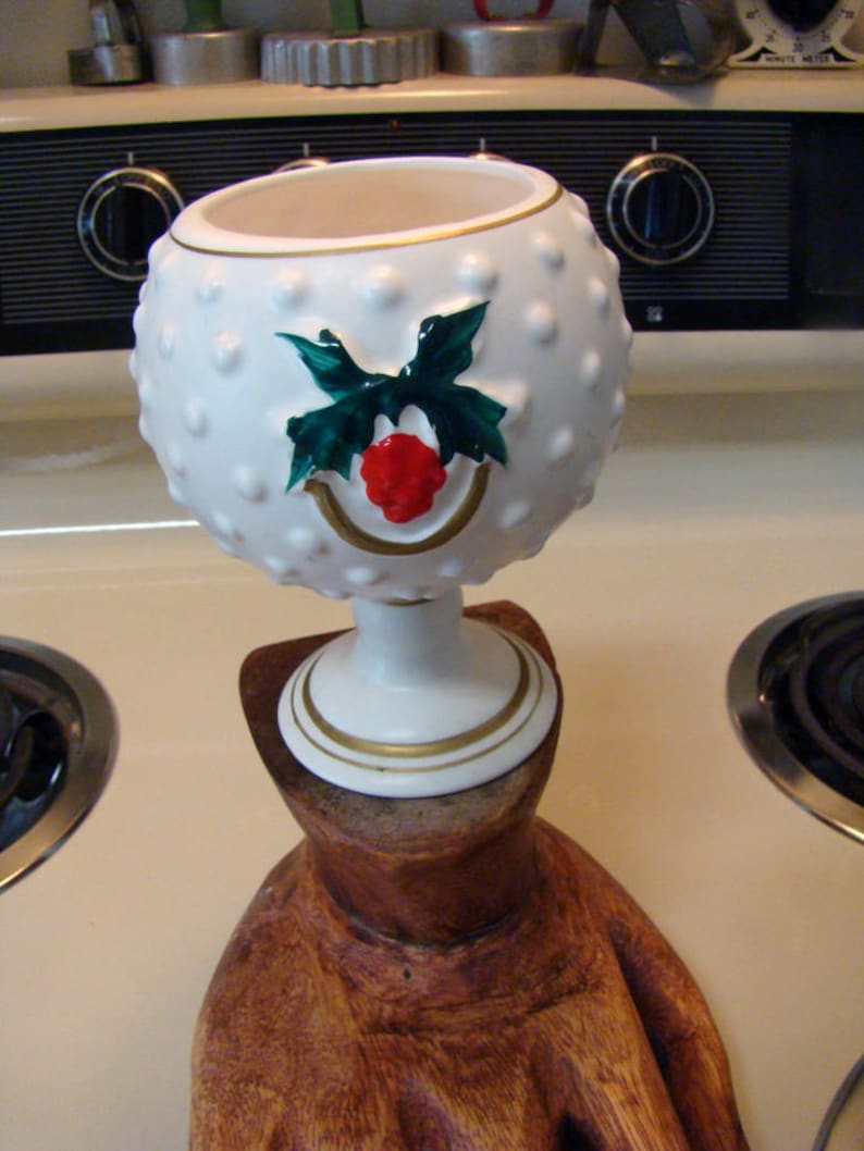 Christmas vase ceramic Christmas vase holly decor Vintage | Etsy