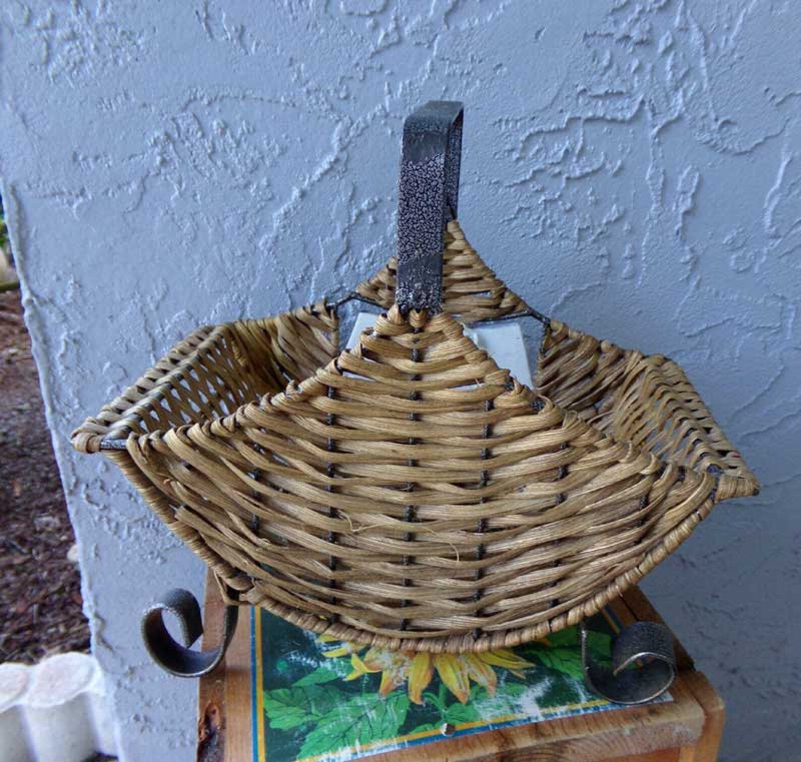 Blue Ceramic Wicker Basket Wicker Basket Wicker Metal - Etsy