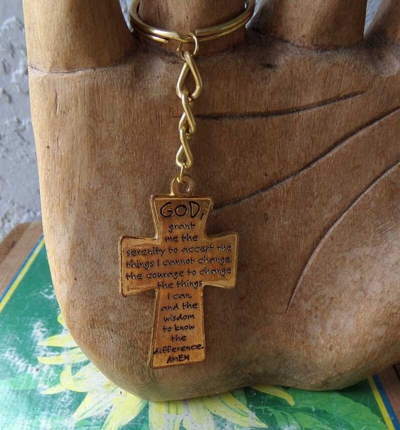Serenity Prayer Keychain Prayer Keychain Vintage Cross | Etsy