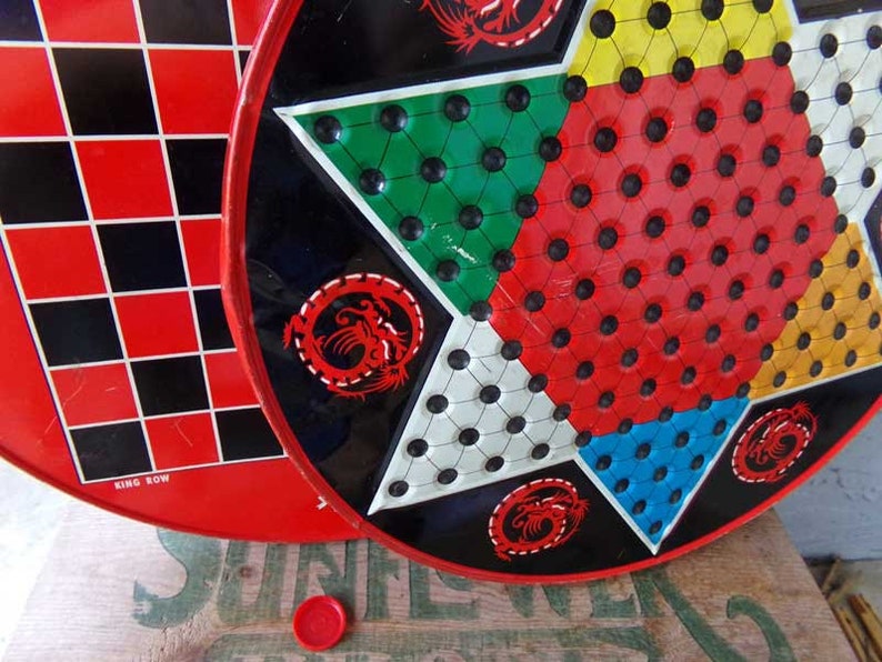 Ohio Art Chinese Checkers Tin Can, Checker Game Tin Can, Checker Game ...