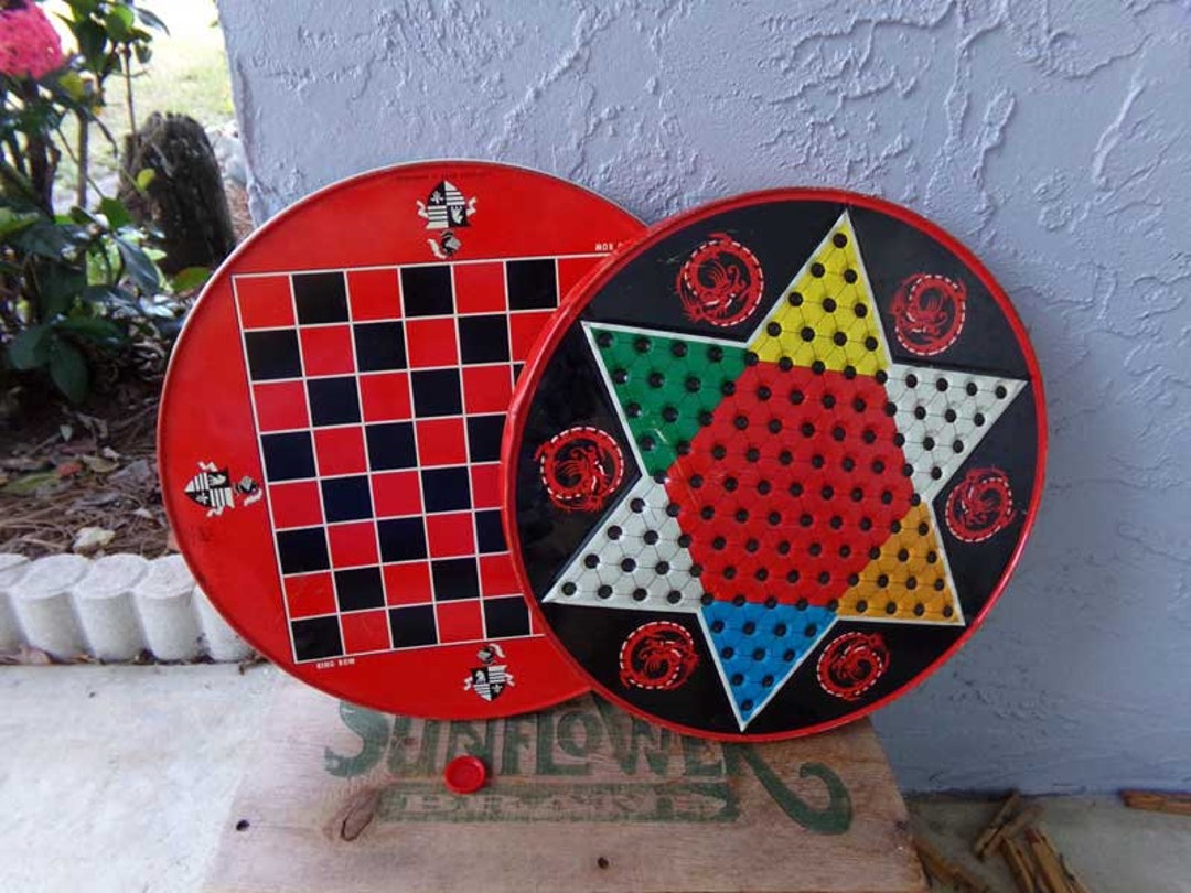 Ohio Art Chinese Checkers Tin Can, Checker Game Tin Can, Checker Game ...