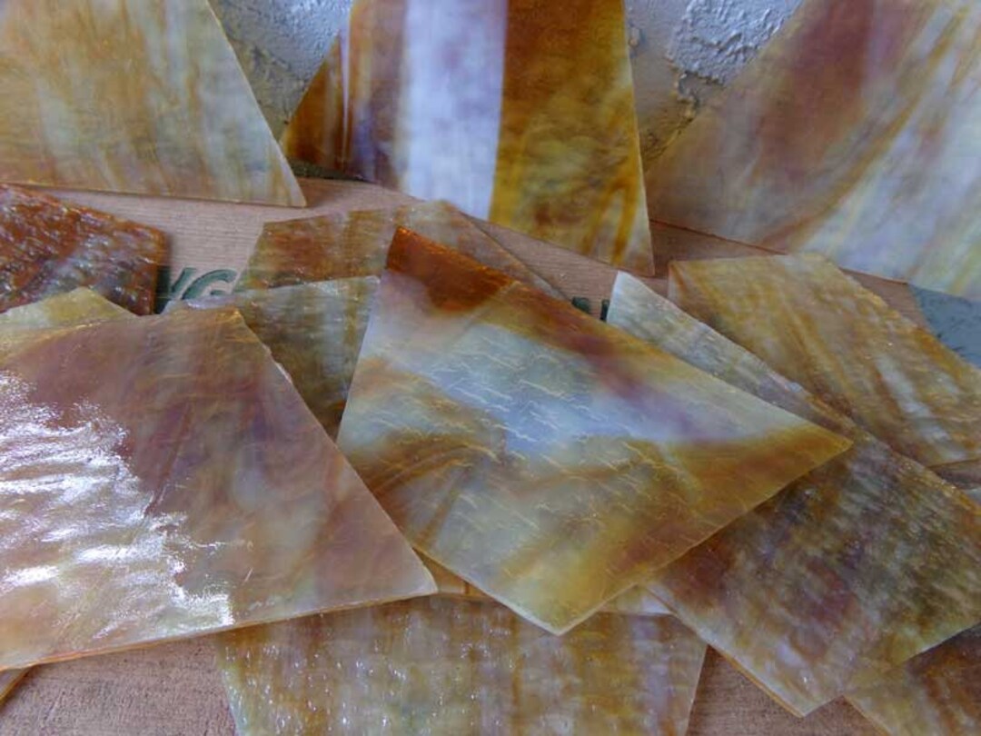 Textured Glass Slats, Amber Glass Pieces, Vintage Glass, Vintage Amber ...