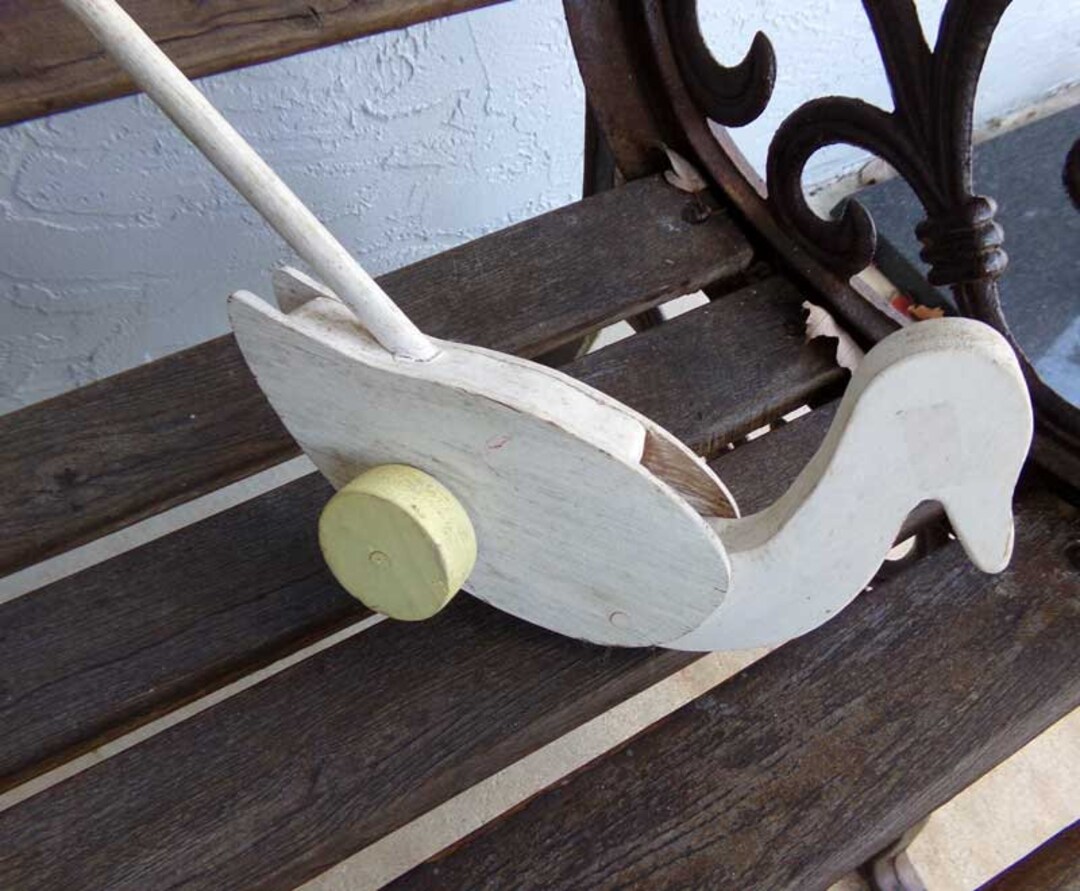Wooden Duck Push Pull Toy, Vintage Push Stick Duck, Push Toy, Vintage ...