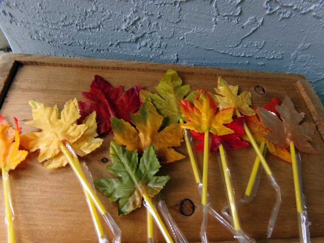 Fall Leaf Cupcake Toppers, Autumn Leaves Cupcake Toppers, Thanksgiving ...
