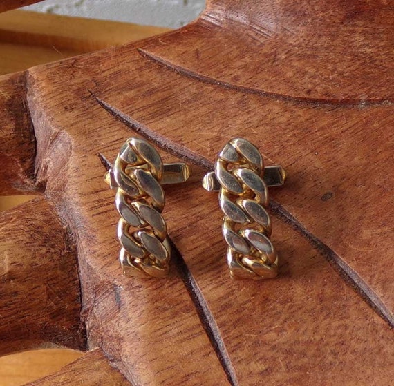 Vintage Swank Mens Braided 3 piece Cuff Link Set - Gem