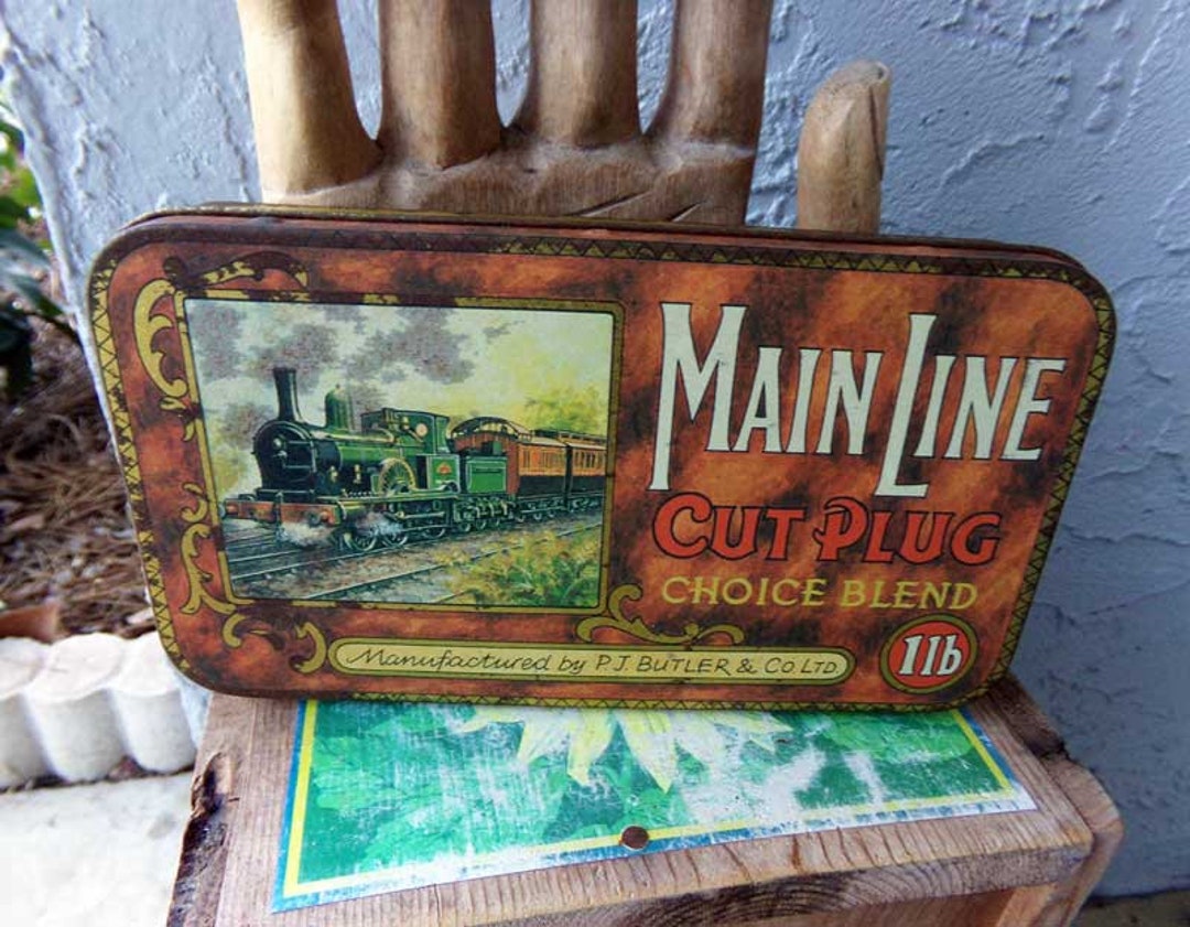 Main Line Cut Plug Tobacco Can, Main Line Railroad Can, Tobacco Tin Can ...