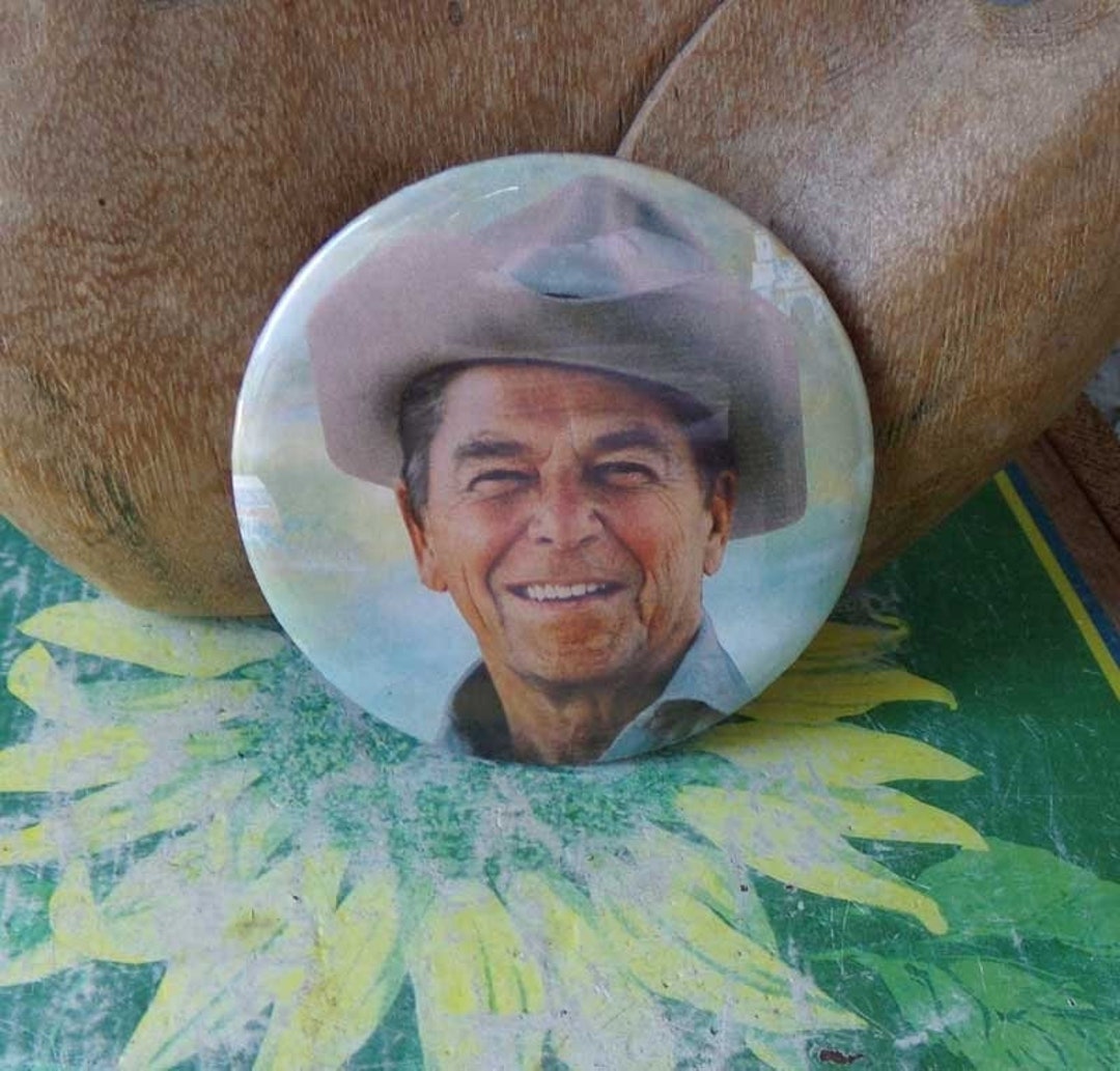 Ronald Reagan Cowboy Pinback Button, President Reagan Button, Vintage ...