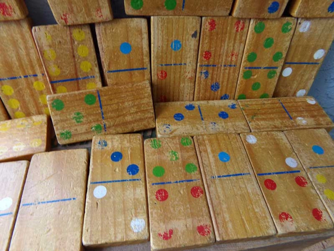 Large Wooden Dominoes, Vintage Wooden Dominoes, Wooden Block Dominoes ...