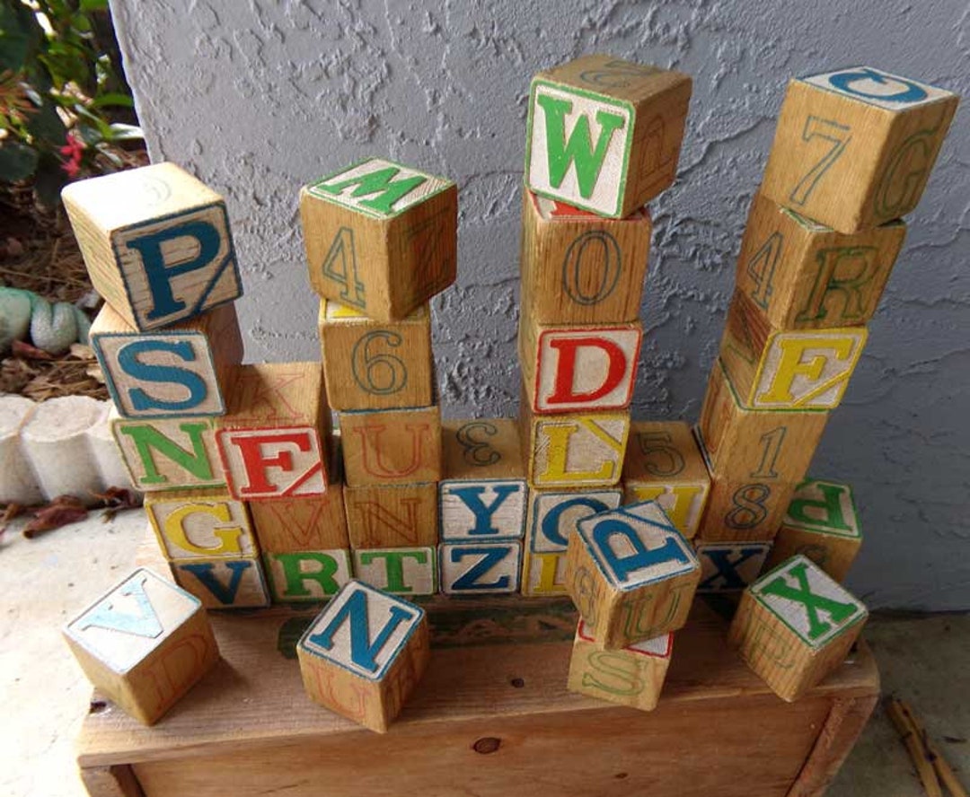 Woden Alphabet Blocks, Toy Blocks, Vintage Wooden Toy Blocks, Alphabet ...