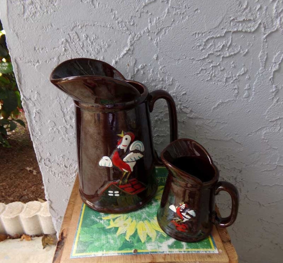 Ceramic Pitcher Set, Rooster Pitchers, Rooster Kitchen Decor, Pancake ...