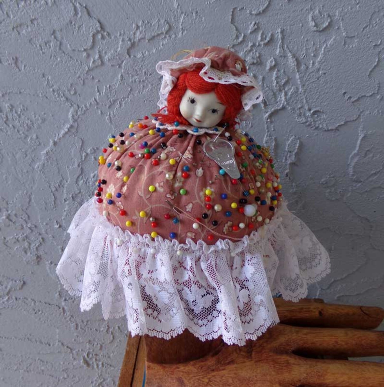 Doll Pin Cushion Pin Cushion With Pins Vintage Doll Head Pin - Etsy