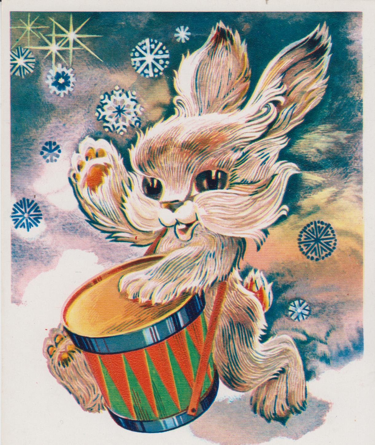 Paper Greeting Cards 60s Blank Vintage Animal Postcard with rabbit ...