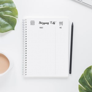 Bullet Journal Shopping List Printable Planner Pages 2 Types PDF ...