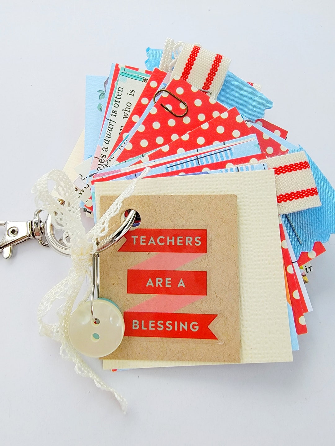 TEACHER JUNK JOURNAL /key Chain Junk Journal /journal / Red and Blue ...