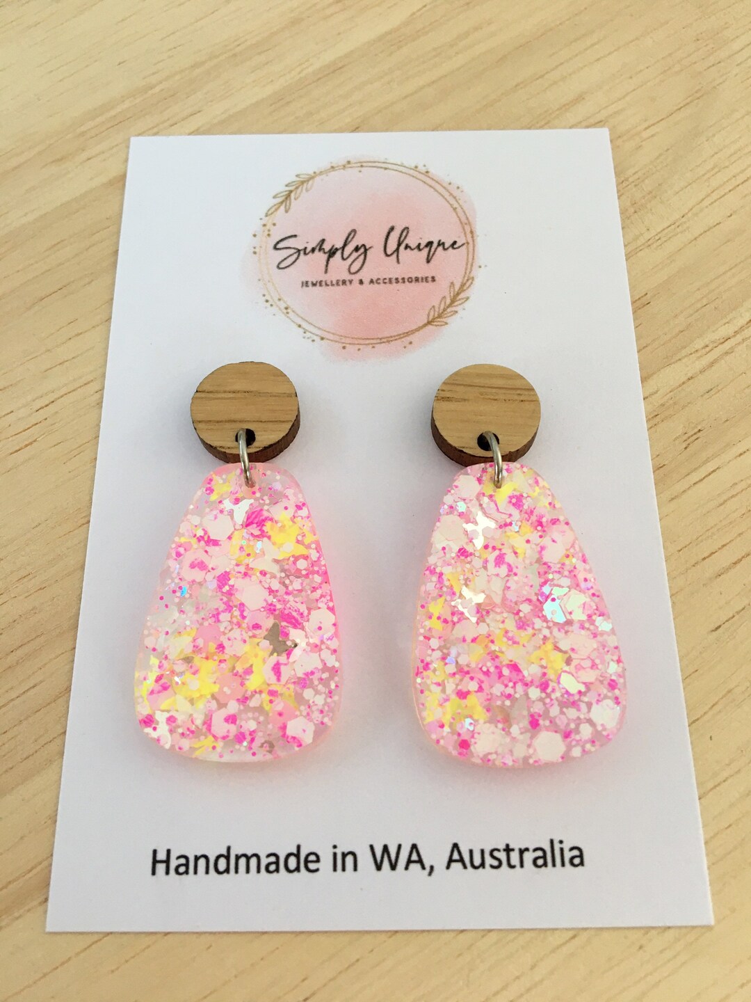 Pink Dangle Earrings Resin Glitter Earrings Resin Everyday - Etsy Australia